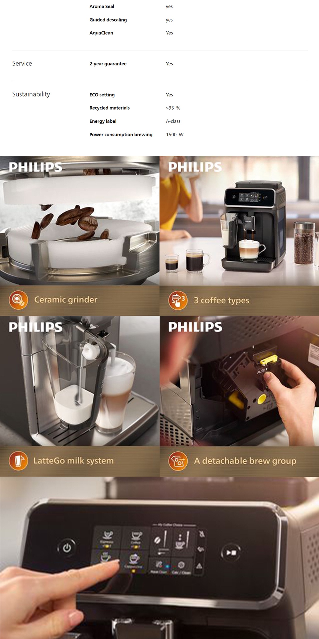 Philips Fully Automatic Espresso Coffee Machine EP2230 Series 2200 ...