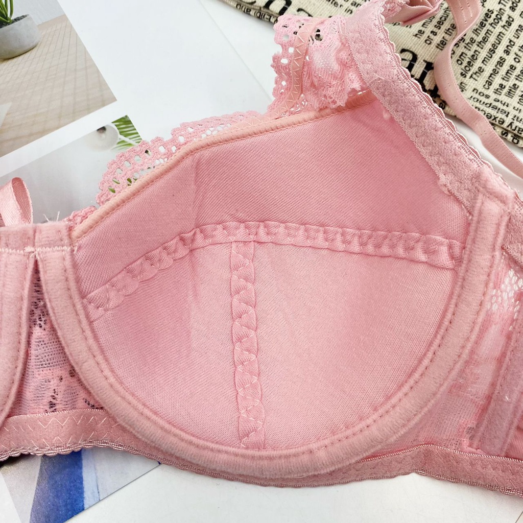 Women Bra Wired AB Cup Floral Lace 2 Hook Thin Sponge Baju Dalam Wanita ...