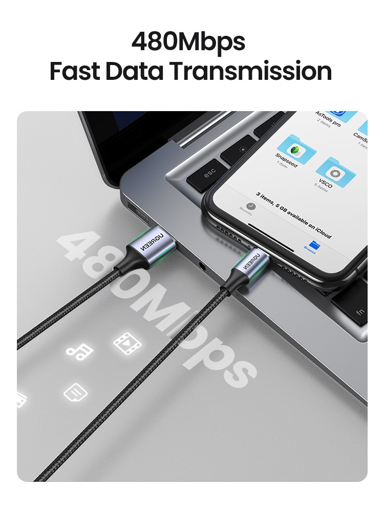 UGREEN MFi USB To Lightning Cable 2.4A QC Quick Charge Fast Charging ...