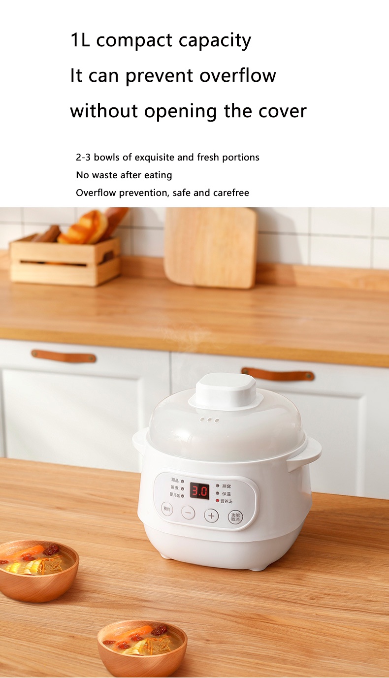 Electric Stew Pot 1L Ceramic Liner Slowcooker Household Multi-Function ...