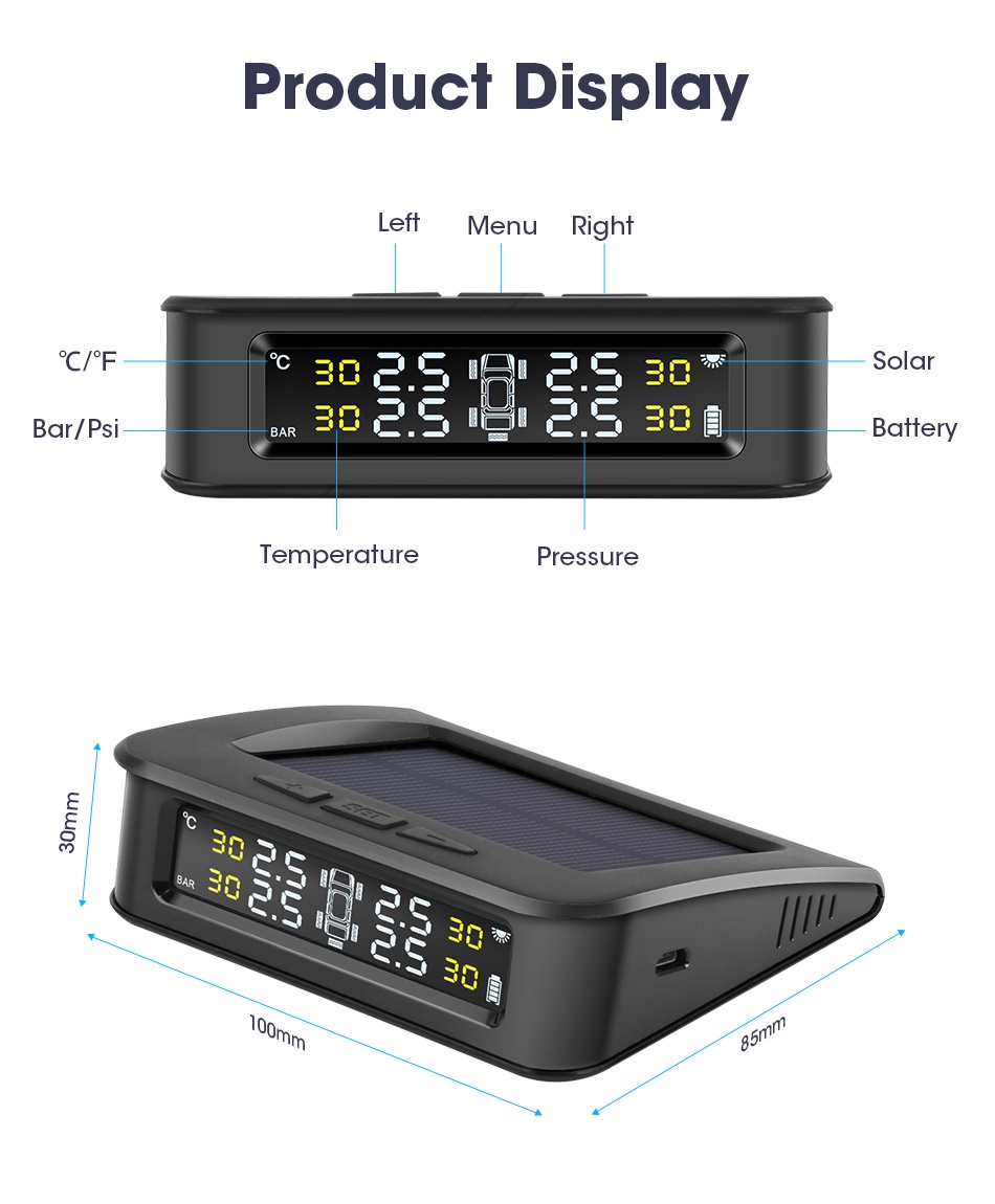 KOMES Solar-Powered Wireless TPMS( Tire Pressure Monitoring System ...