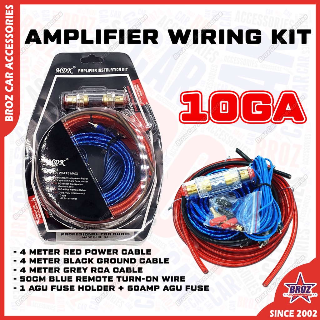 🔌 Bride 10GA Amplifier Wiring Kit Car Audio Subwoofer Amplifier ...