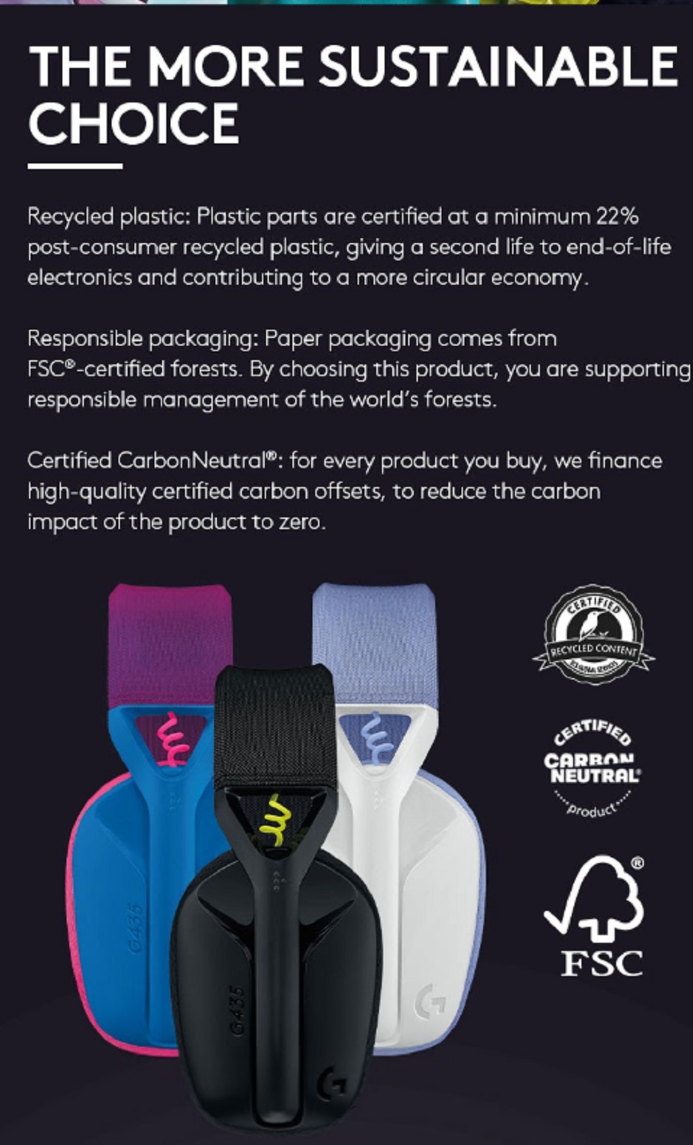 Logitech G435 LIGHTSPEED and Bluetooth Wireless Gaming Headset ...