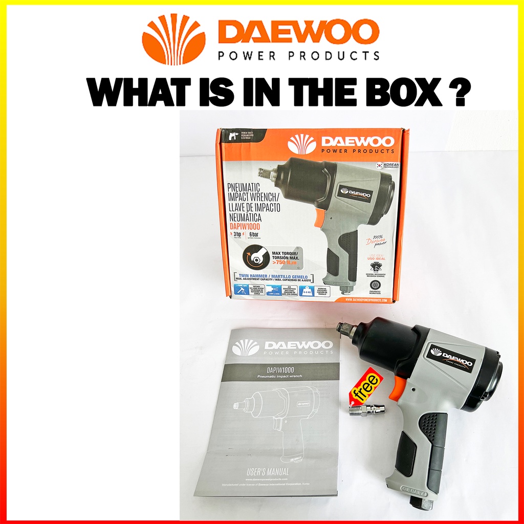 Daewoo 1/2" Dr. Pneumatic Twin Hammer Air Impact Wrench DAPIW1000 Pneumatic Tool car accessories ...