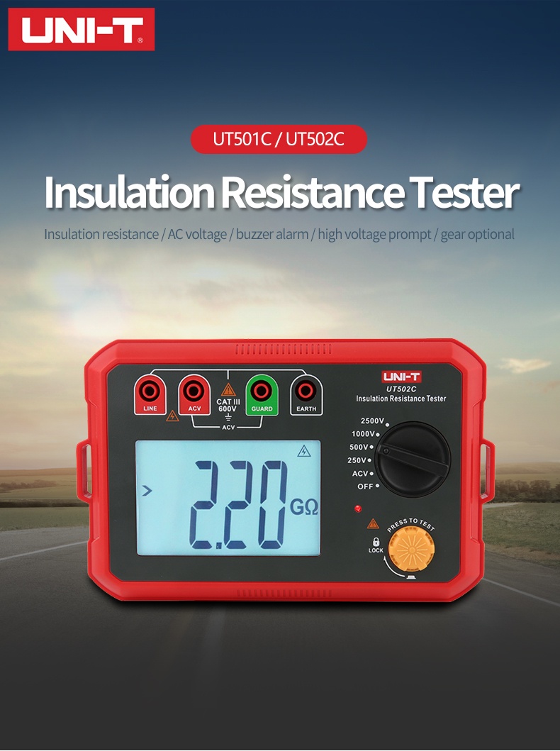 UNI-T Digital Megometer UT501C UT502C Insulation Resistance Tester 100 ...