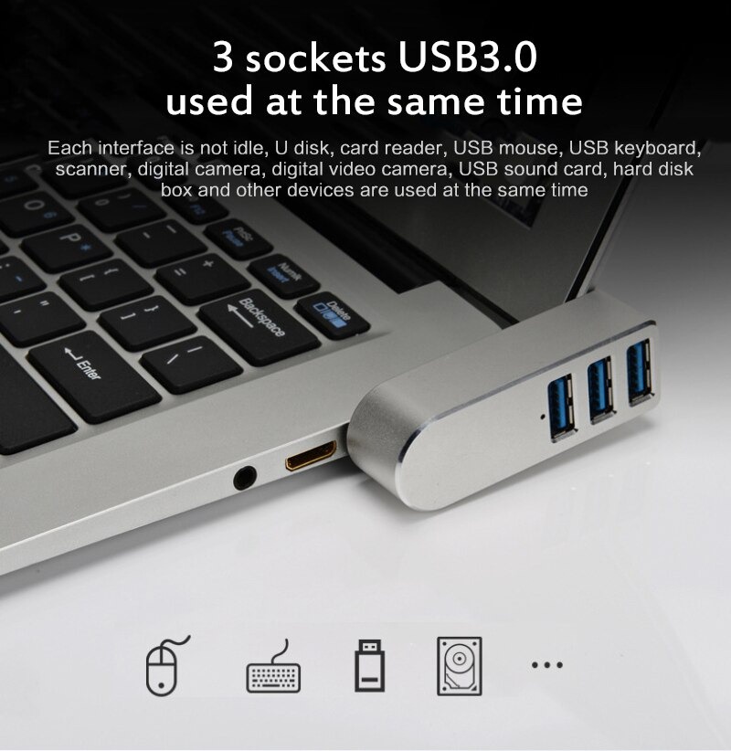 Rotating USB Hub 3.0 Adapter High-Speed U Disk Reader 3 Ports USB Hub 3 ...