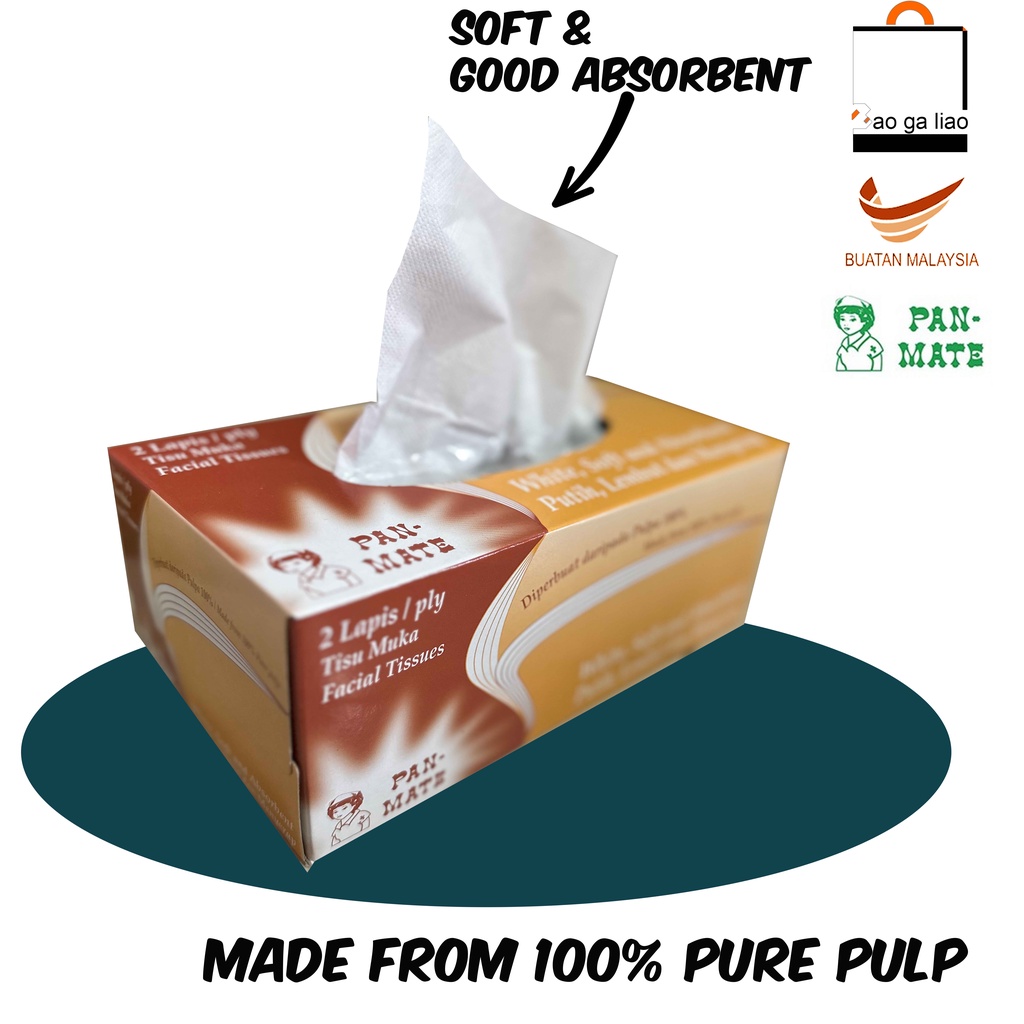 Pan-Mate 170s x 4 Box Tissues 100% pure pulp Kotak Tisu 100% Pulpa Tisu ...