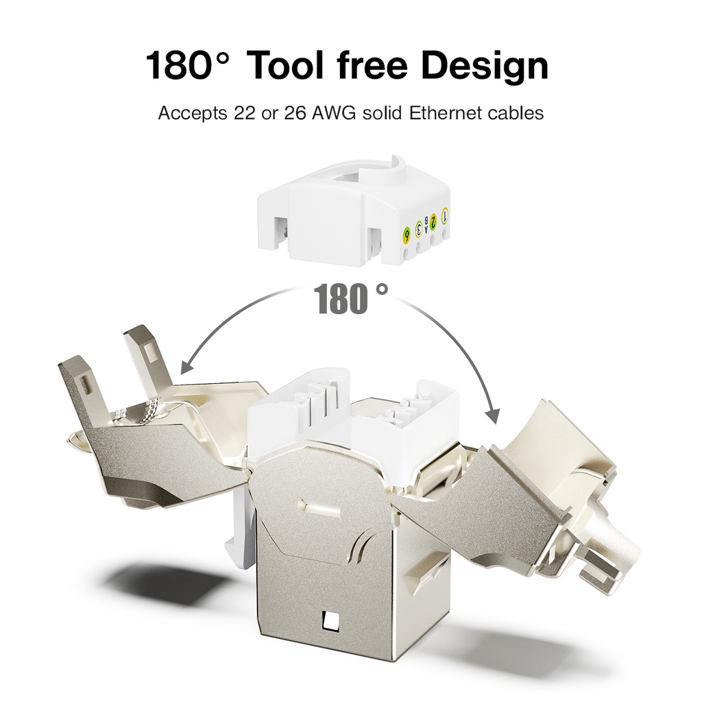 AMPCOM CAT8 Keystone Jack Fluke DSX 8000 Passed AMPCOM Shielded Zinc ...