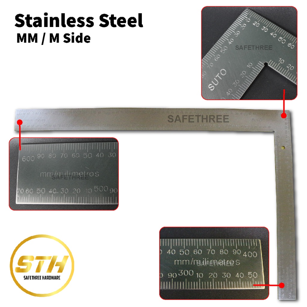 16'' x 24'' 90 Degree Stainless Steel Try Square Ruler 600mm x 400mm ...