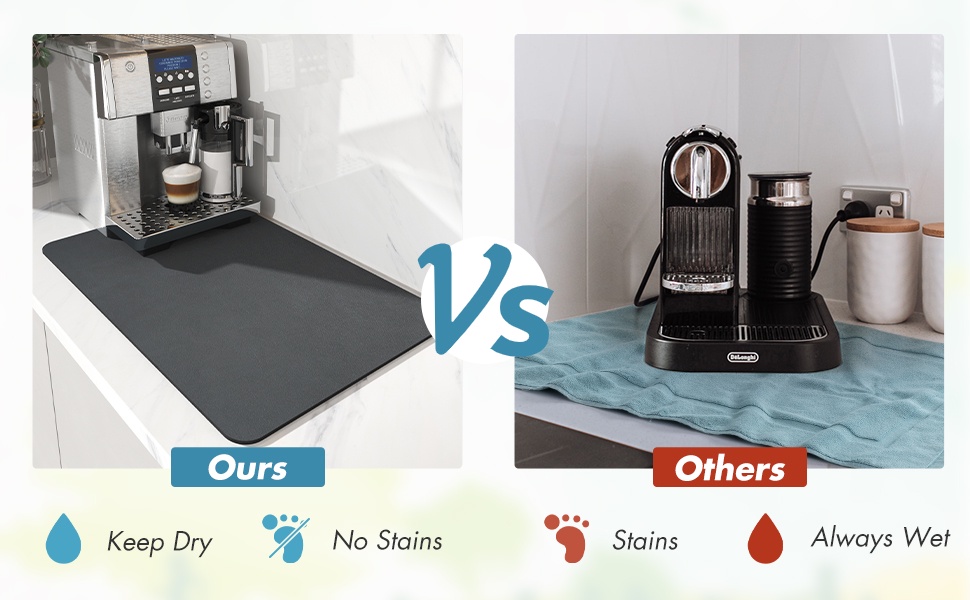 Absorbent Pad Table Mat for Countertop - Hide Stain Anti-Slip Coffee ...