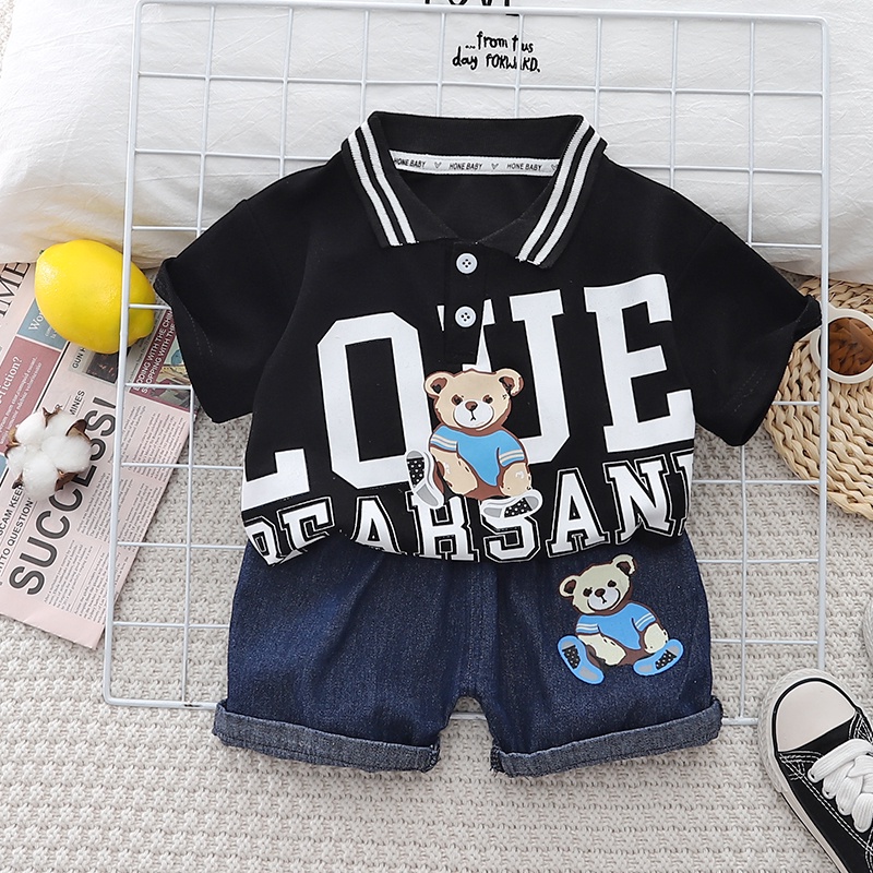 Summer Children Outing Clothes Baby Boy Girl Printed Bear Cartoon ...