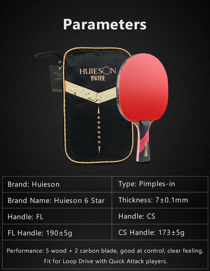 Huieson 5/6 Star Table Tennis Racket Carbon Offensive Ping Pong Racket ...