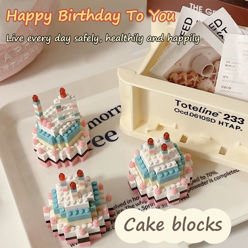 Building Block Cake Assembling Blocks Gift Happy Birthday Cake | Shopee ...