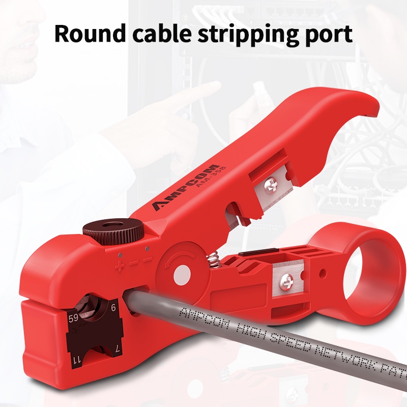 AMPCOM AM-358 Red Wire Stripper - Multi-in-1 wire stripping knife in a ...
