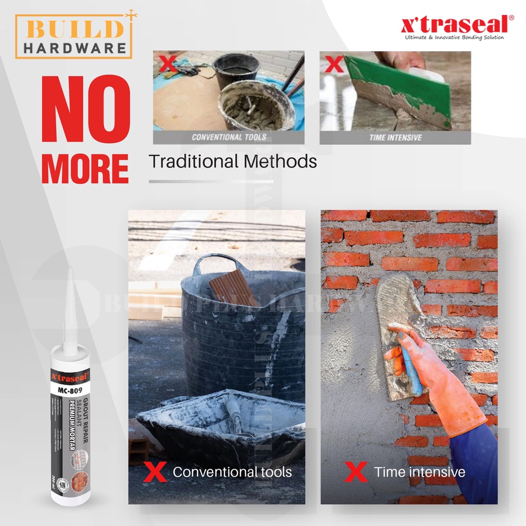X'TRASEAL MC-809 Grout Repair Sealant Premium Mortar 300ml - Grey ...
