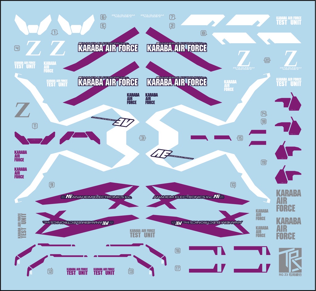 [TRS] Waterslide Decal - RG 1/144 Zeta / Zeta 3 Ver GFT MSZ-006 MSZ-006 ...