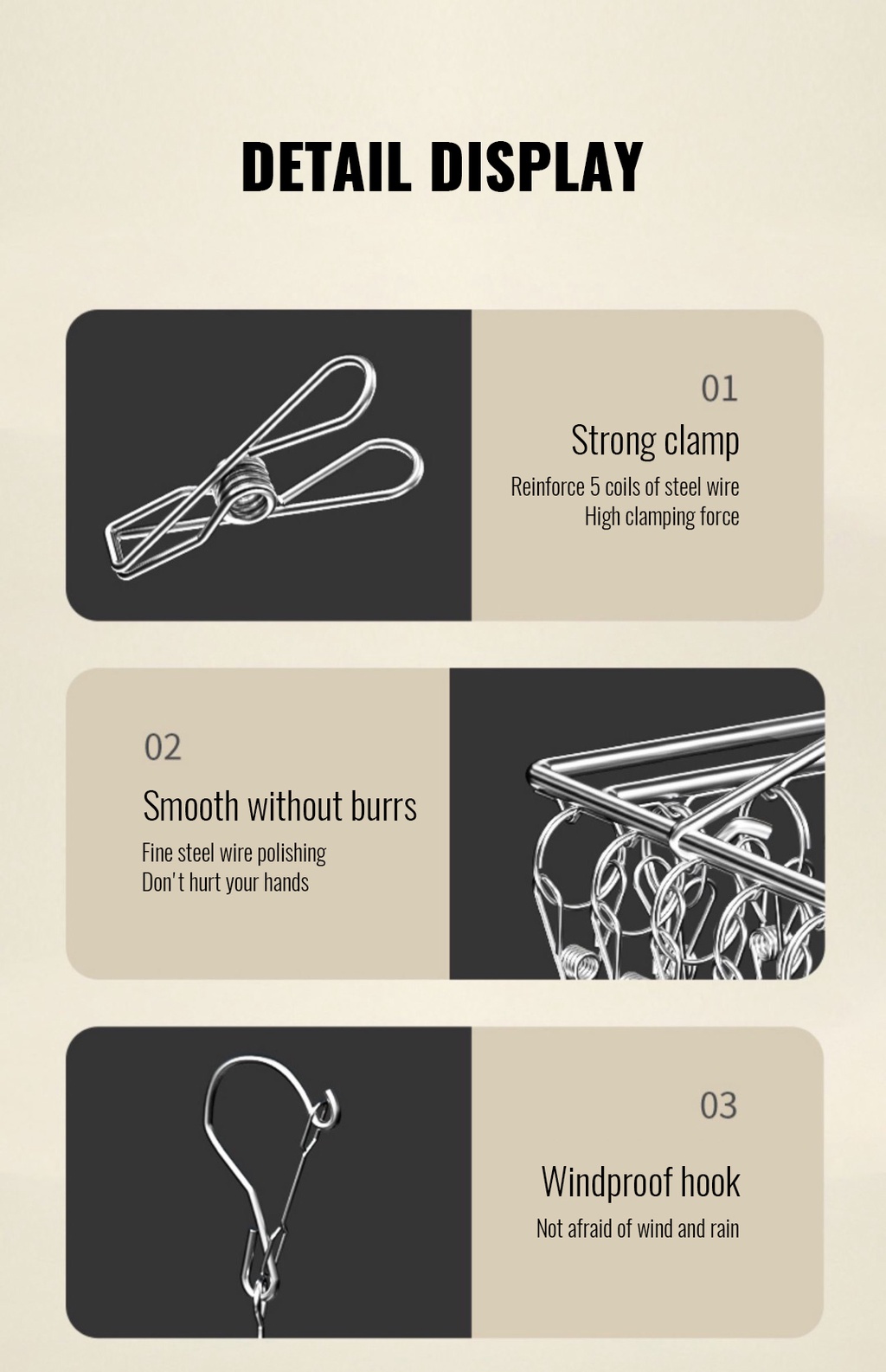30clips Collapsible Anti Wind Clips Multifunction Stainless Steel ...