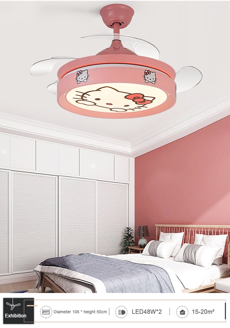 【VITALITY】Cartoon Ceiling Fan With Light In Kids Room HelloKitty/Marvel ...