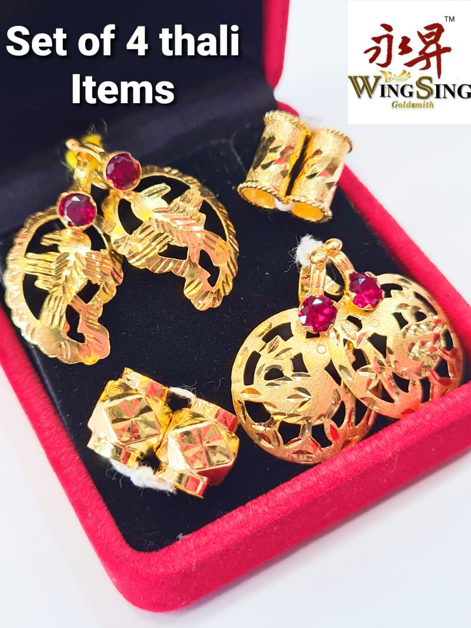 Wing Sing 916 Gold Set of Thaali Items Pendant / Loket Thali Annapachi ...