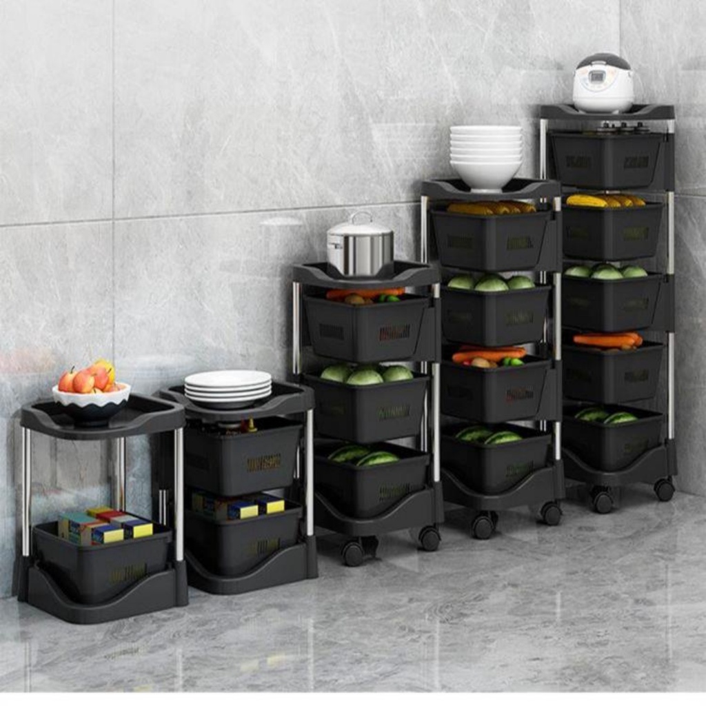 Rak Dapur Beroda Kitchen Rotating Rack Storage Organizer with Wheel ...