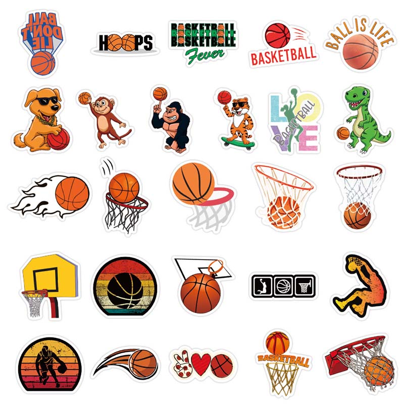 50pcs Basketball Sport Stickers Waterproof Dunk Stickers Decals for ...