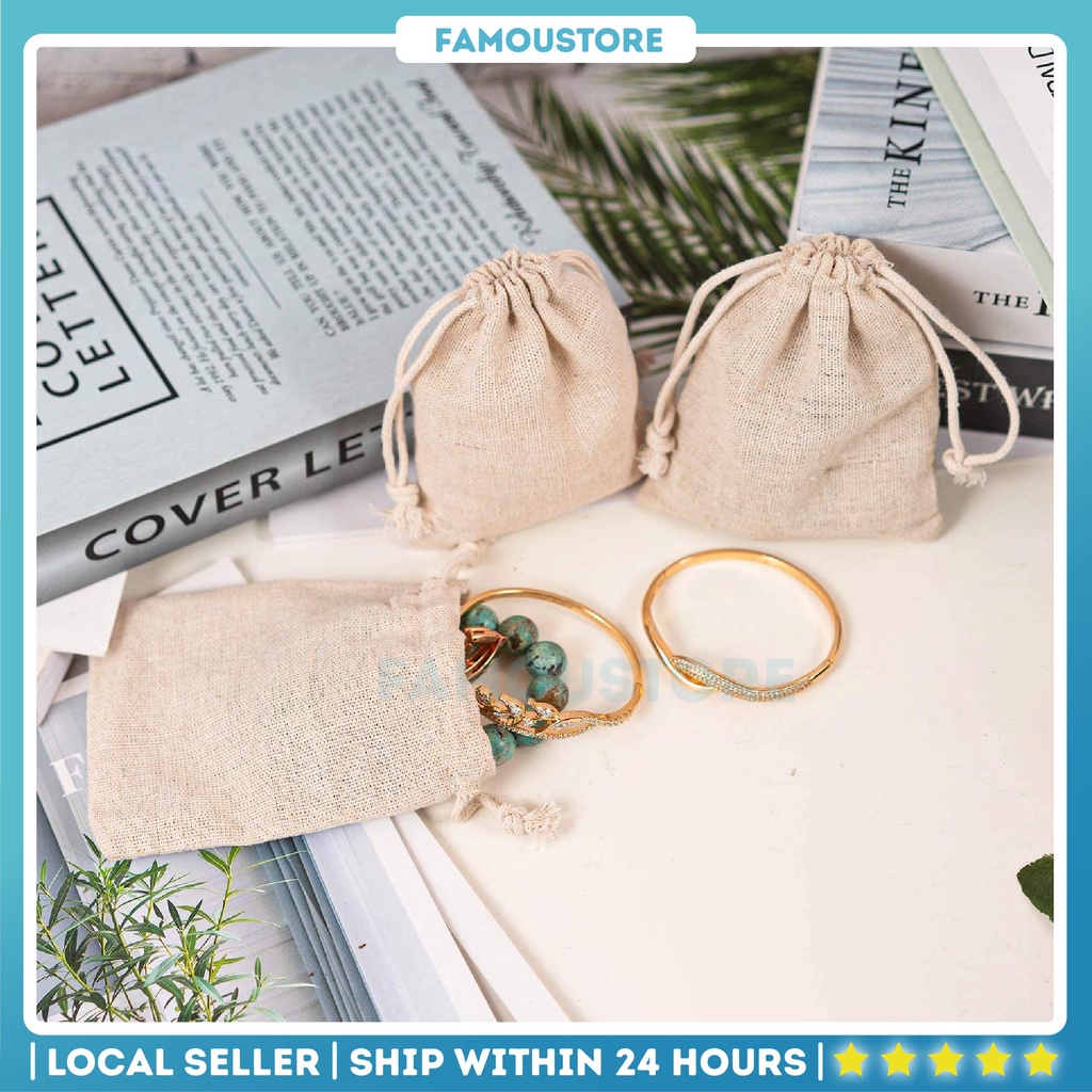 Pouch Bag Canvas Drawstring Bag Goodies Bag Gift Bag Doorgift Bag Linen ...