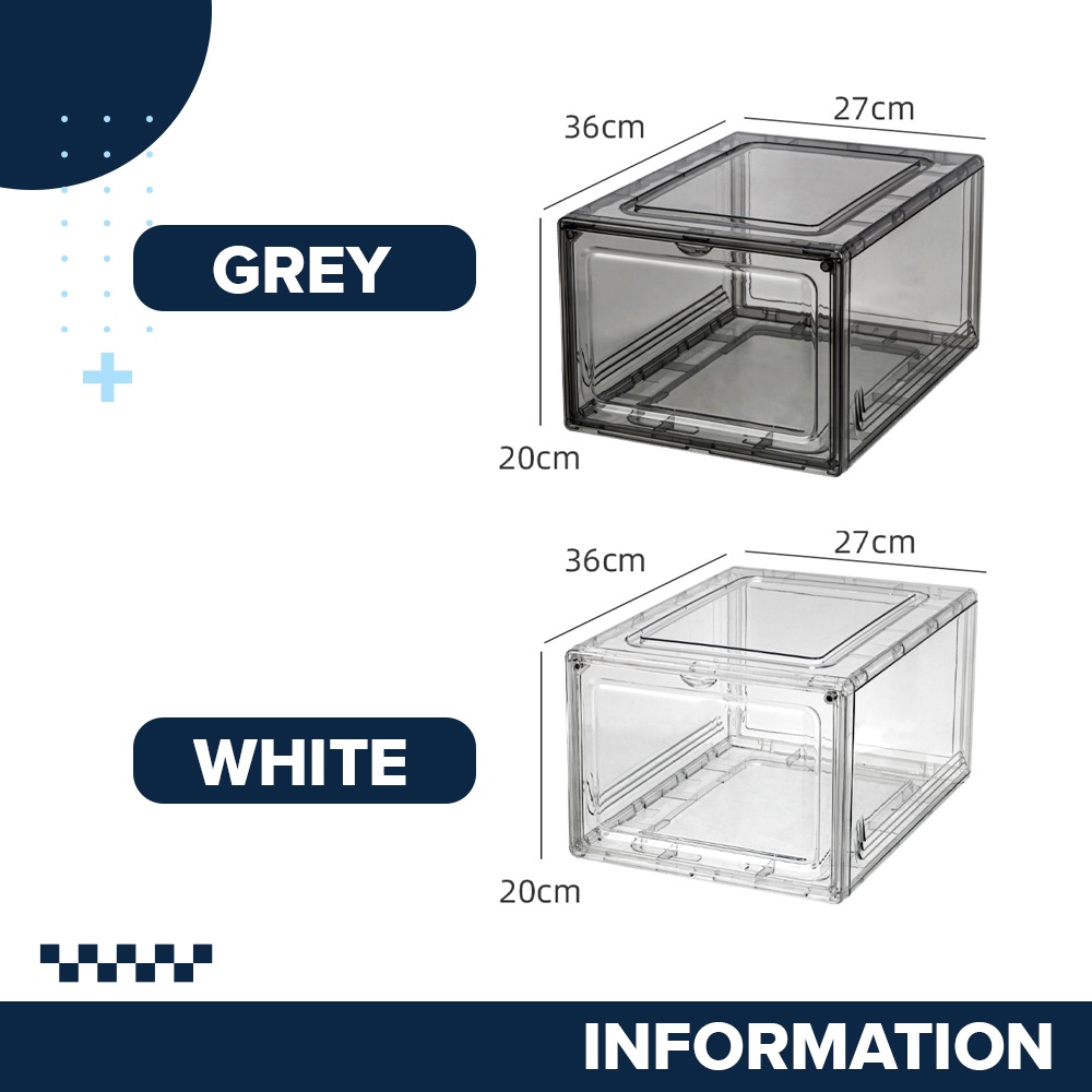 [1PC] Encora Acrylic Transparent Shoe Box Stackable Shoe Box Kotak ...