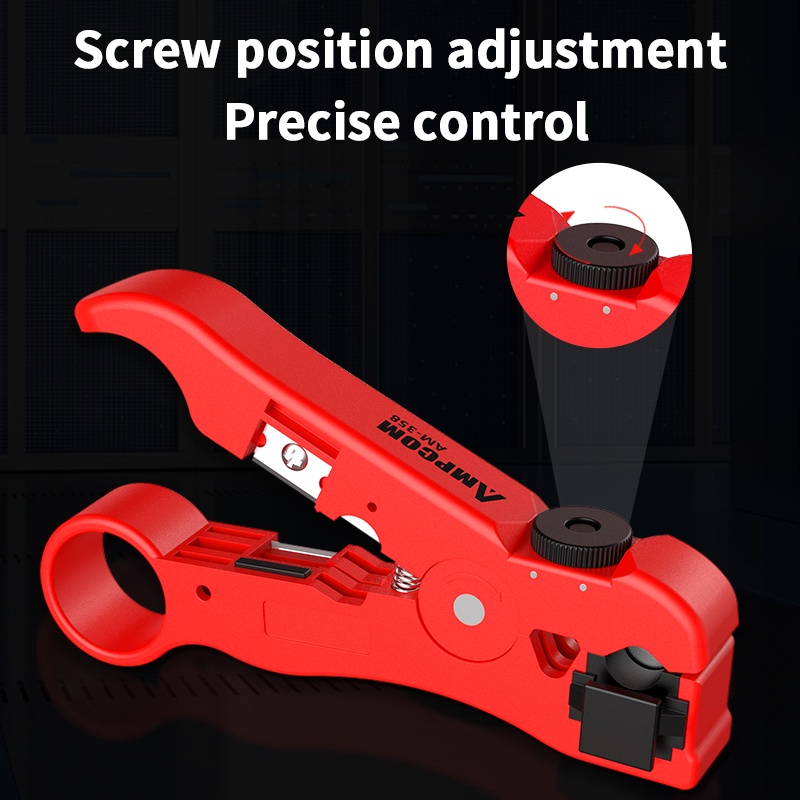 AMPCOM AM-358 Red Wire Stripper - Multi-in-1 wire stripping knife in a ...