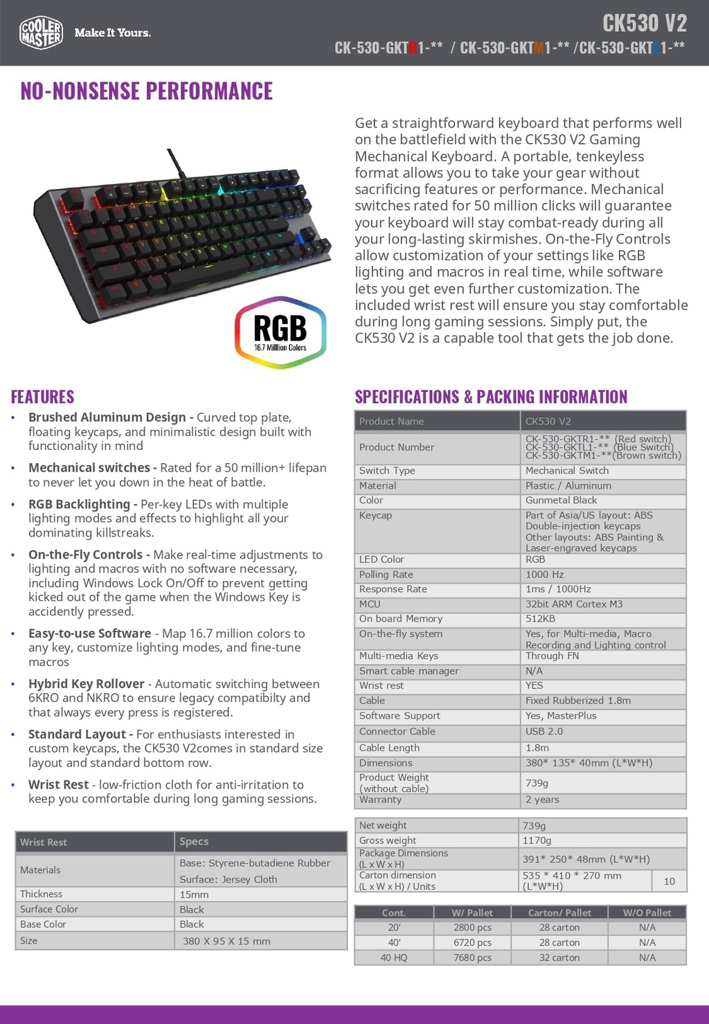 COOLER MASTER GAMING RGB MECHANICAL KEYBOARD TKL LOW PROFILE RED/BLUE ...