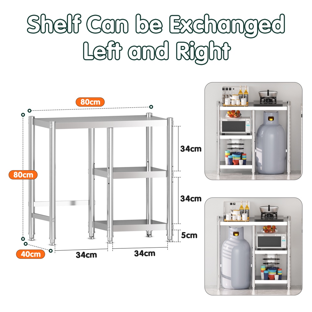 Rak Dapur Gas Stainless Steel 2 Tier Kitchen Stove Rack with Fence Meja ...