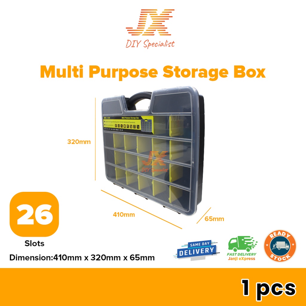 26 Slots Heavy Duty Plastic Adjustable Storage Box Tool Box Hardware ...