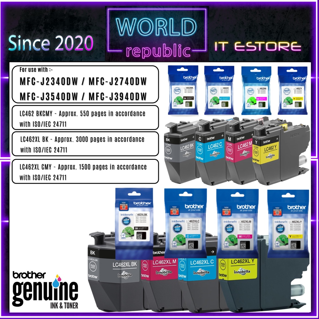 Brother Original Ink Cartridge - LC462 LC-462 LC462XL LC462BK LC462C ...