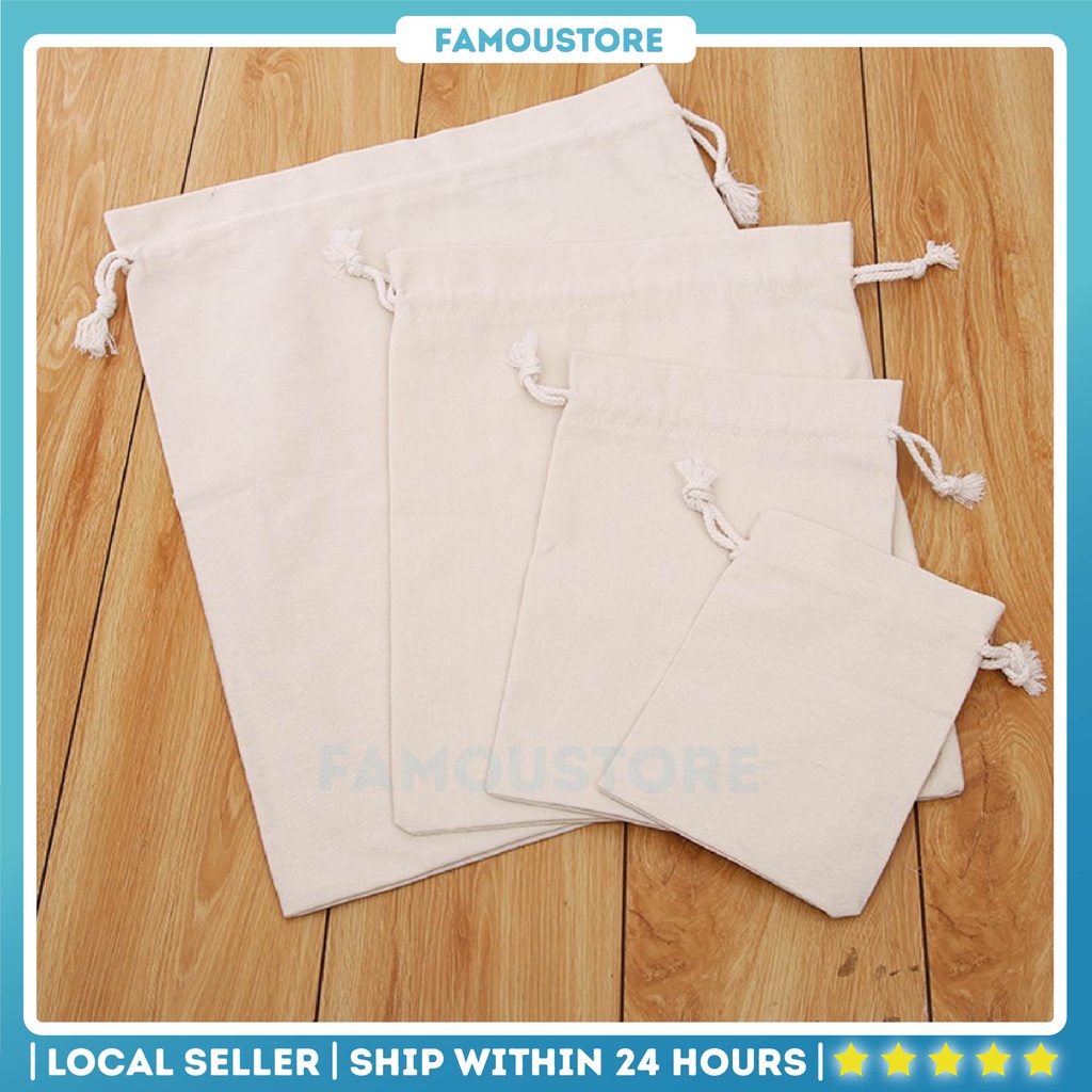 Pouch Bag Canvas Drawstring Bag Goodies Bag Gift Bag Doorgift Bag Linen ...
