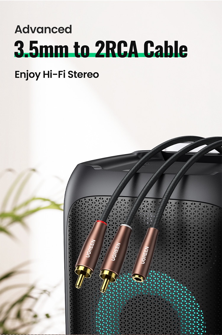 UGREEN RCA Cable 3.5mm Female to 2 RCA Male Stereo Audio Adapter Hi-Fi ...