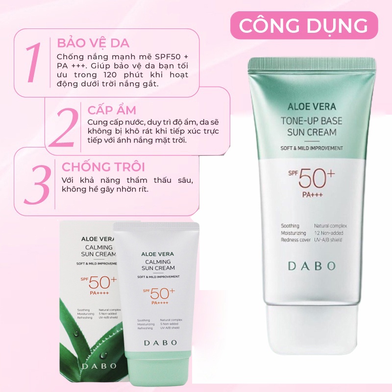 Dabo ALOE VERA Tone Sunscreen ALOE VERA SPF50 Korea 70ml (new model ...