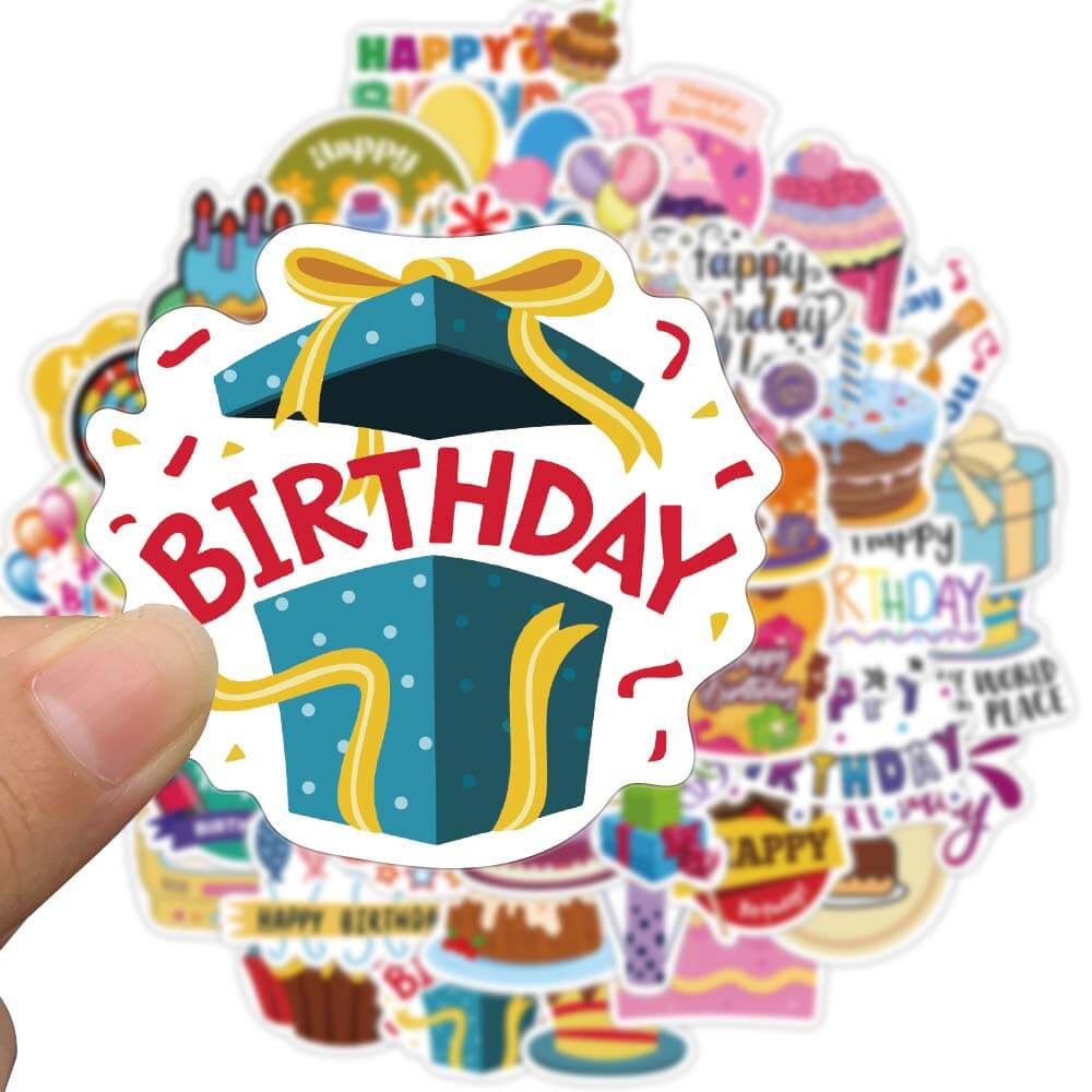 [Large sticker]50pcs Cartoon Happy Birthday Stickers for Car Helmet ...