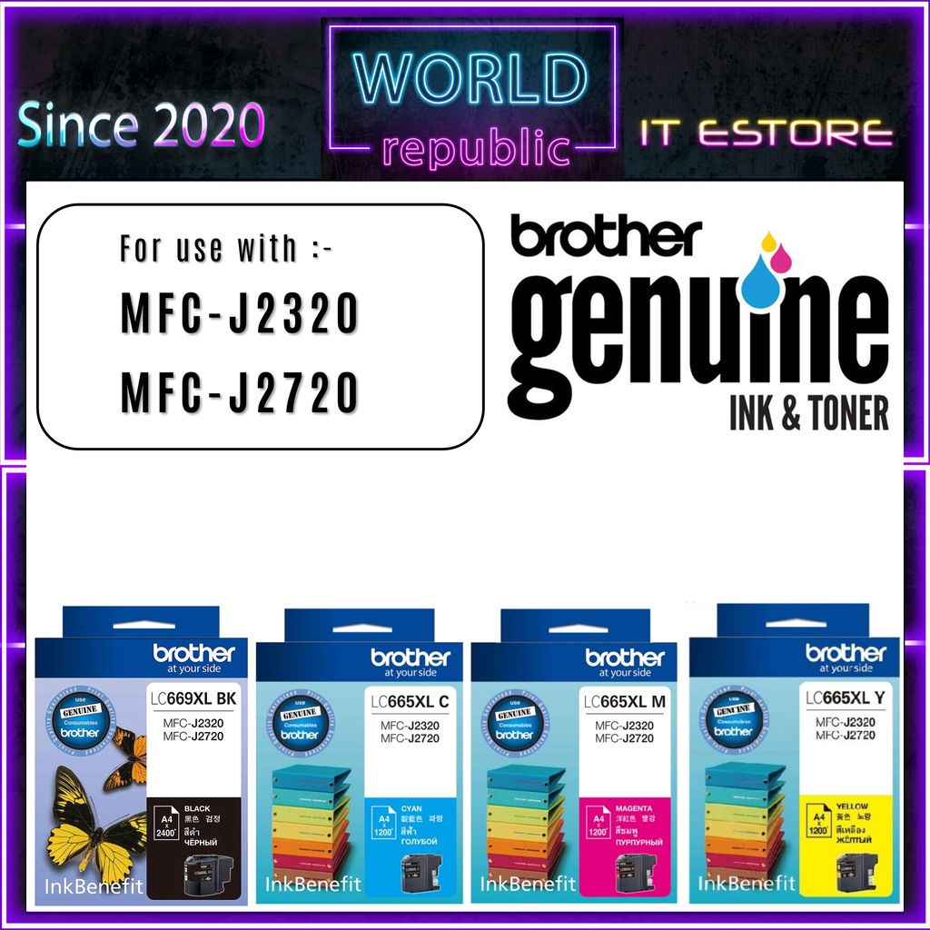 BROTHER Original Ink Cartridge LC669 LC665 LC-669 LC-665 LC669XL LC665XL 669 665 LC669XLBK ...