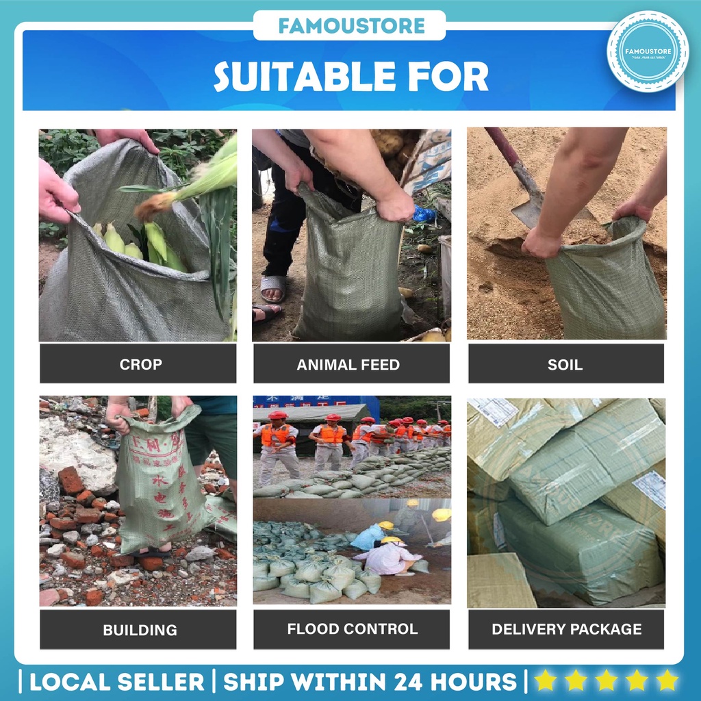 1PC Large PP Woven Guni Bag Sand Courier Storage Plastic Gunny Sack ...