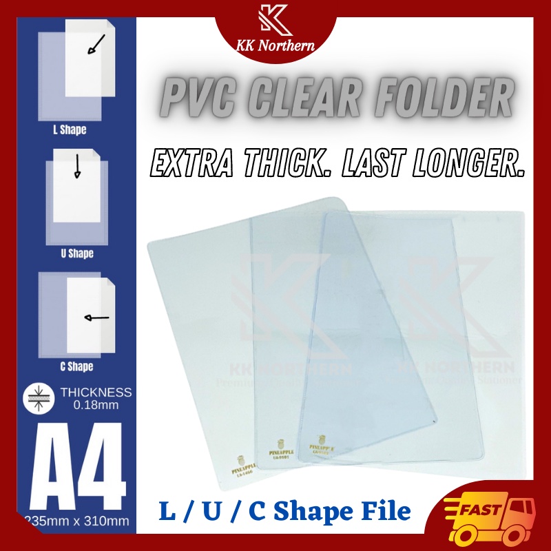 L U C shape A4 PVC Clear Folder Transparent File Folder Clear File Holder A4 Stationery Fail ...