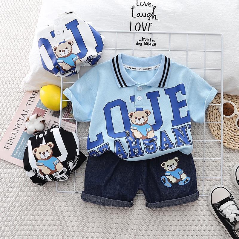 Summer Children Outing Clothes Baby Boy Girl Printed Bear Cartoon ...