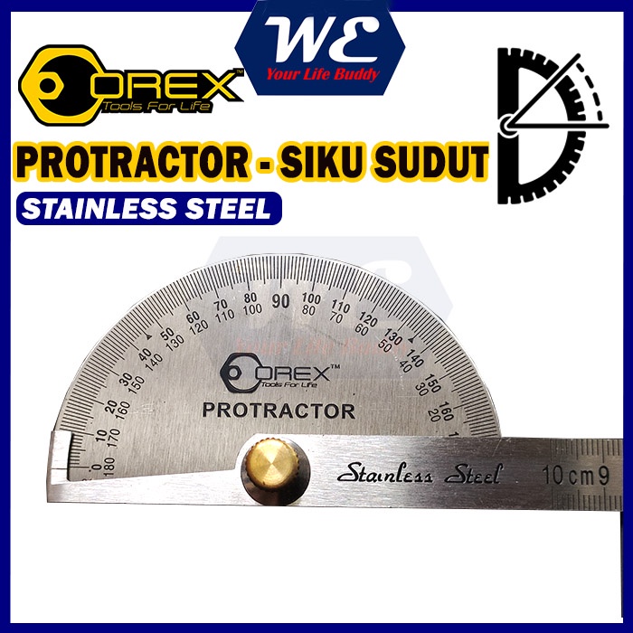 OREX Stainless Steel Protractor / Siku Sudut /STAINLESS STEEL 180 ...