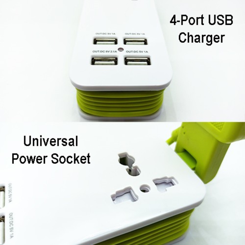 1 5m Trailing Extension Socket With 4 Usb Port Plug Outlet Portable Travel Power Strip Surge