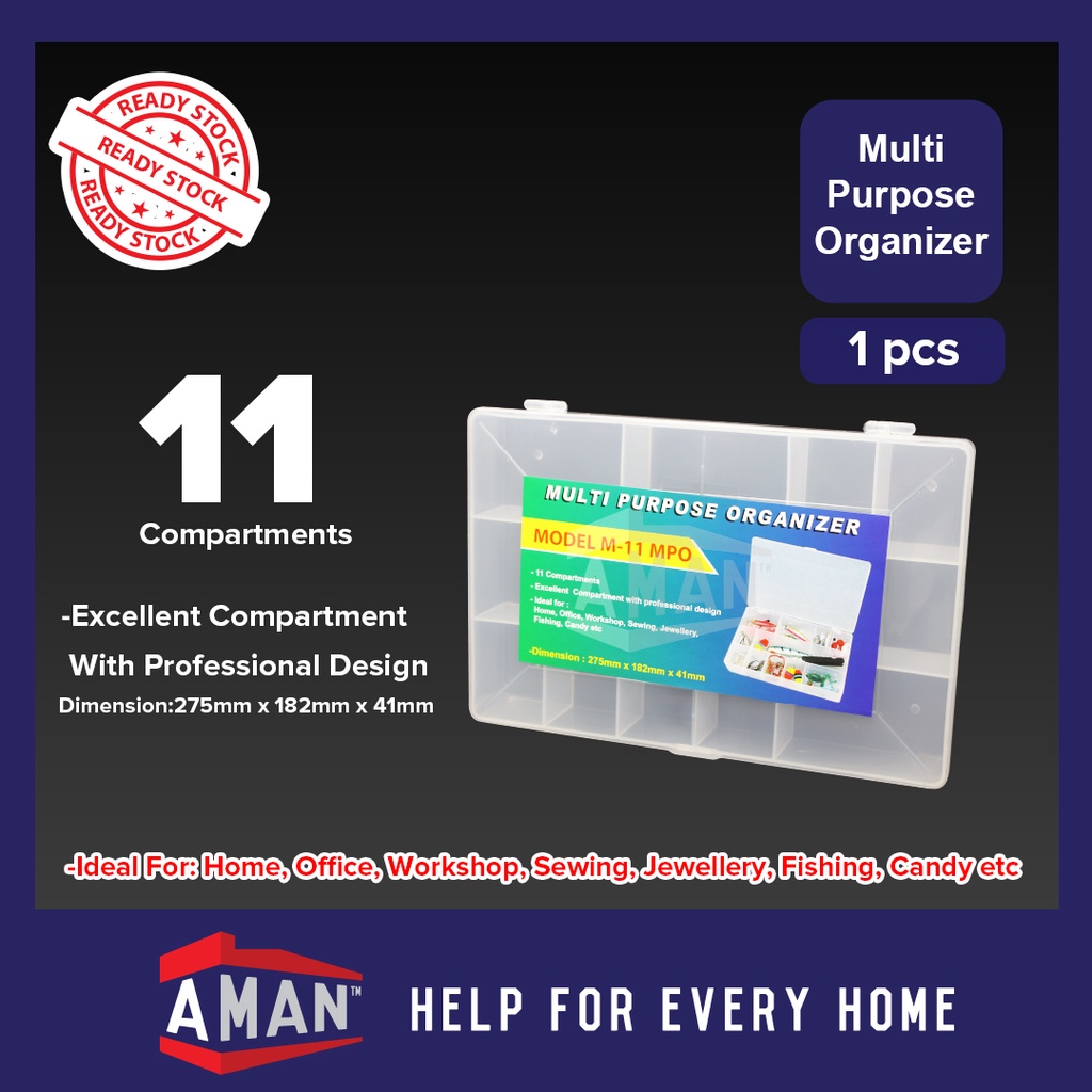 AMAN Hard Plastic Multi Purpose Organizer Small Storage Box Jewellery Hardware Accessories ...