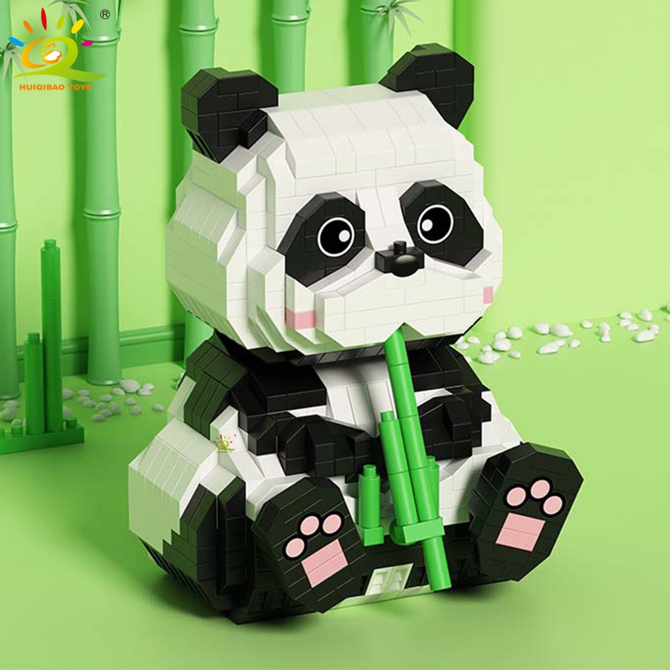 DIY 3D Model Panda Bricks Creative Assembly Cute Animal Figure Mini ...