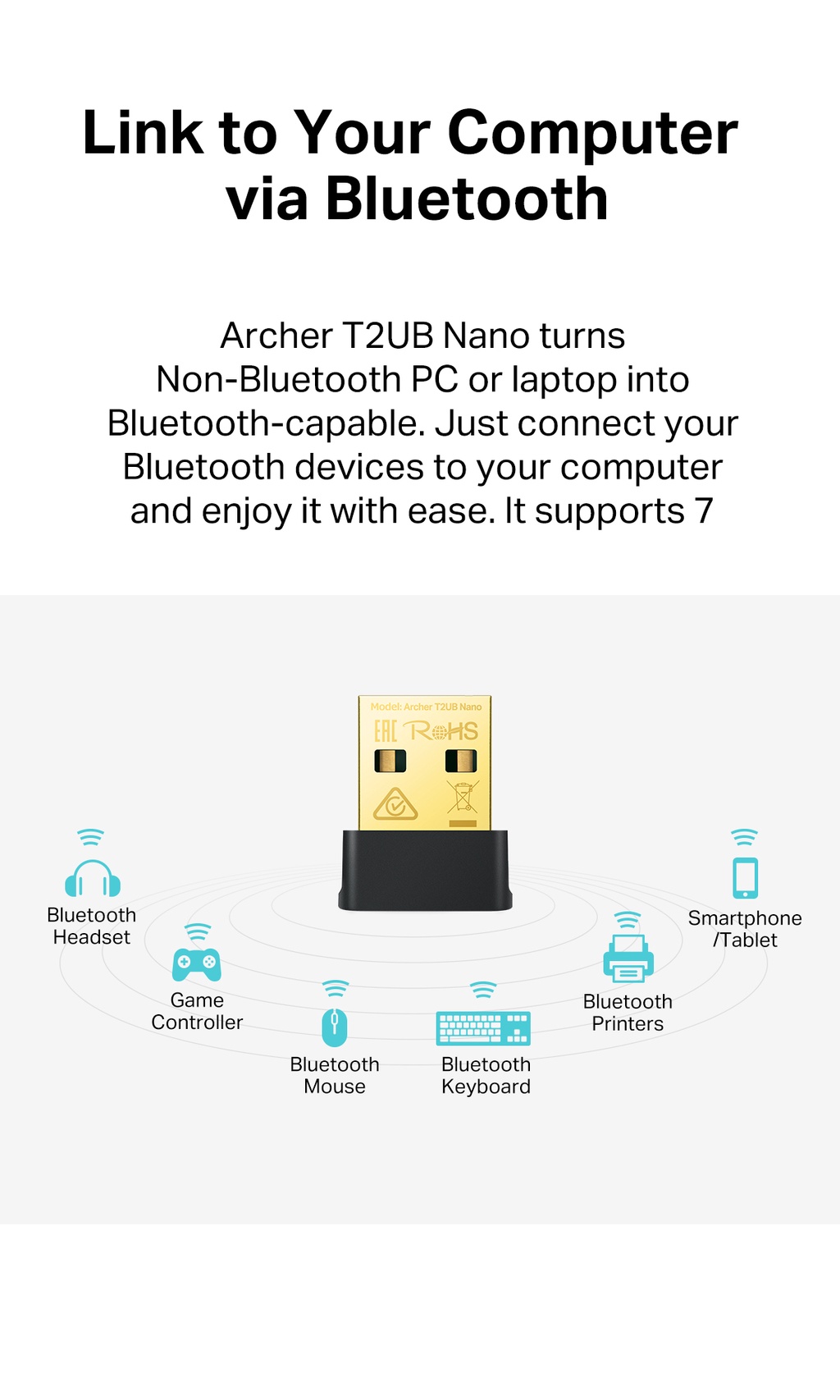 TP-LINK ARCHER T2UB NANO AC600 NANO WI-FI BLUETOOTH 4.2 USB ADAPTER ...