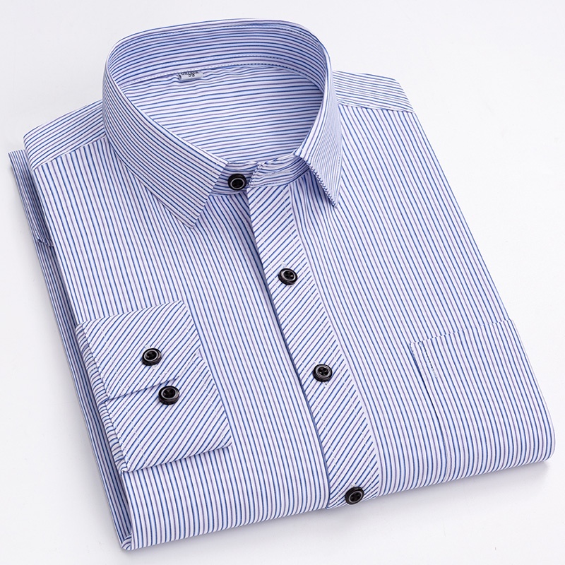 Smart Casual Long Sleeve Business Striped Office Man Shirt Slim Fit ...