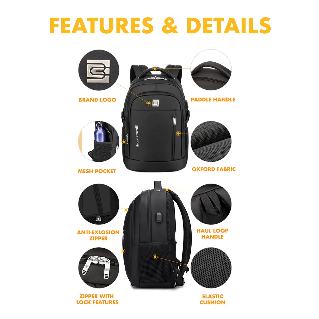 BRUNO CAVALLI Multifunctional Laptop Backpack with Vertical Zipper ...