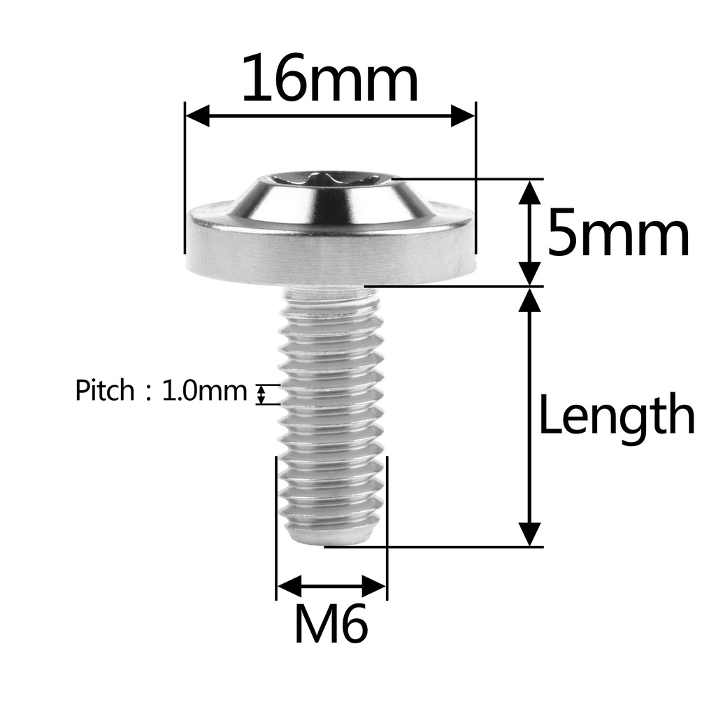 Wanyifa Titanium Bolt M6x10-25mm OD=16 Pan Head Anti-Theft Wrench T30 For Fenders/Fairings ...