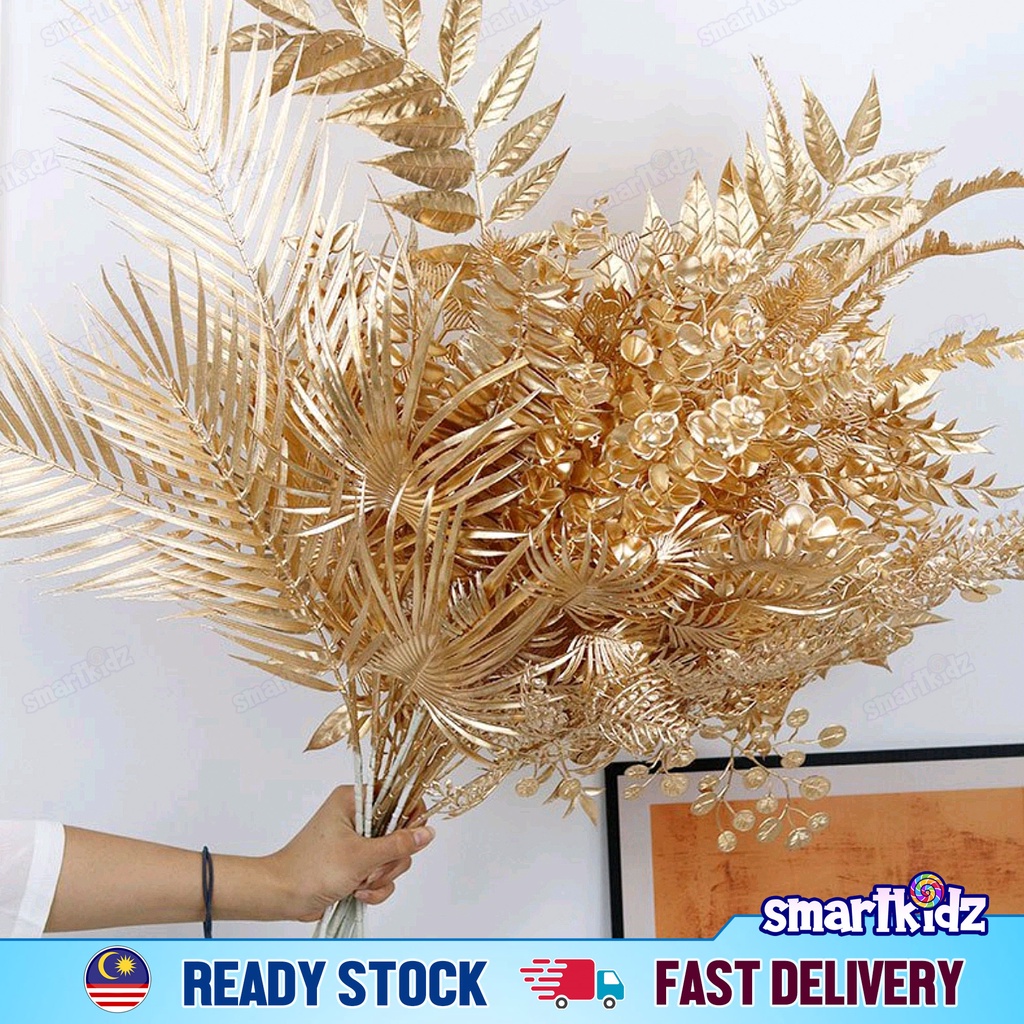 Gold Artificial Leaves & Flower CNY Decor - Lotus Ginkgo Persian ...