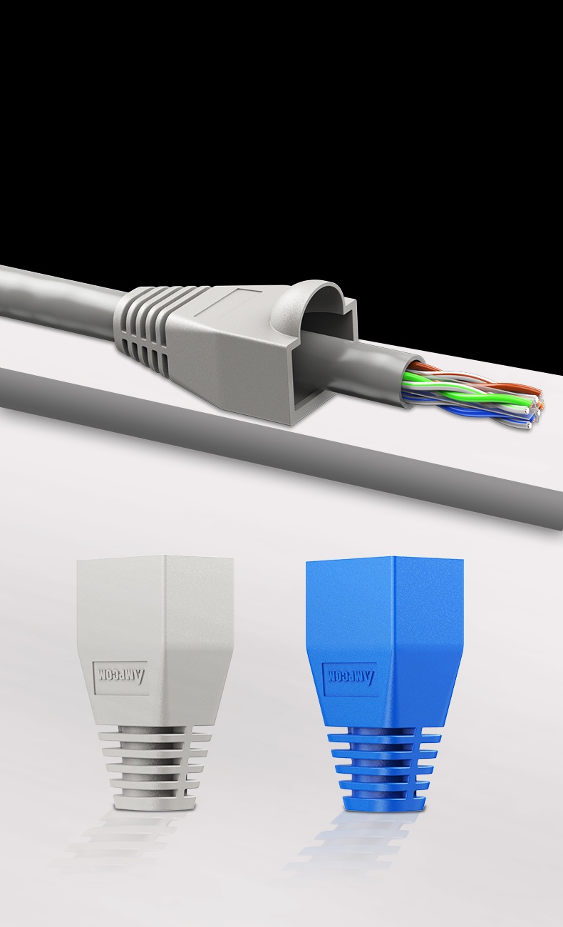 AMPCOM RJ45 Connector Strain Relief Boots Cover for CAT6/5E/5 Ethernet ...